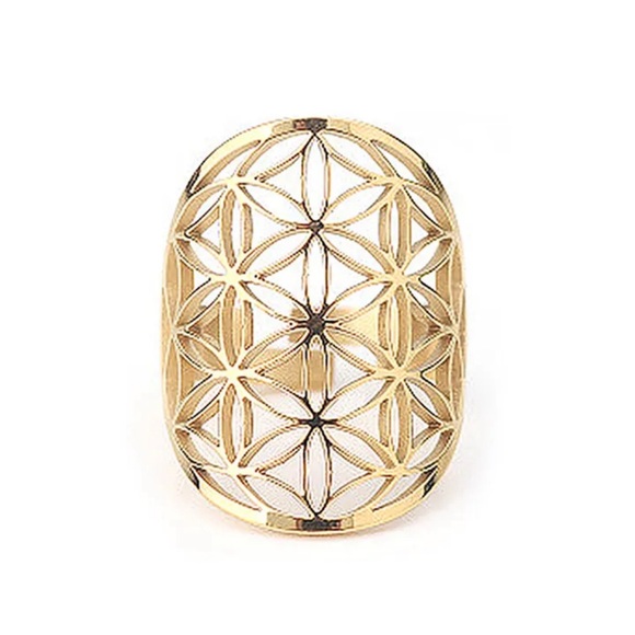 Fashion Jewelry | Jewelry | Flower Of Life Ring Gold Pvd Plated ...
